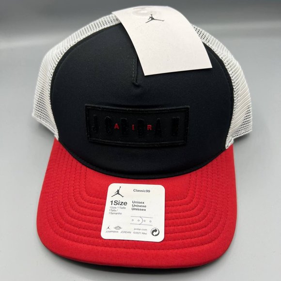 Jordan | Accessories | Air Jordan Trucker Hat Men Black Red Classic 99 Jumpman Snap Back Cap New ...